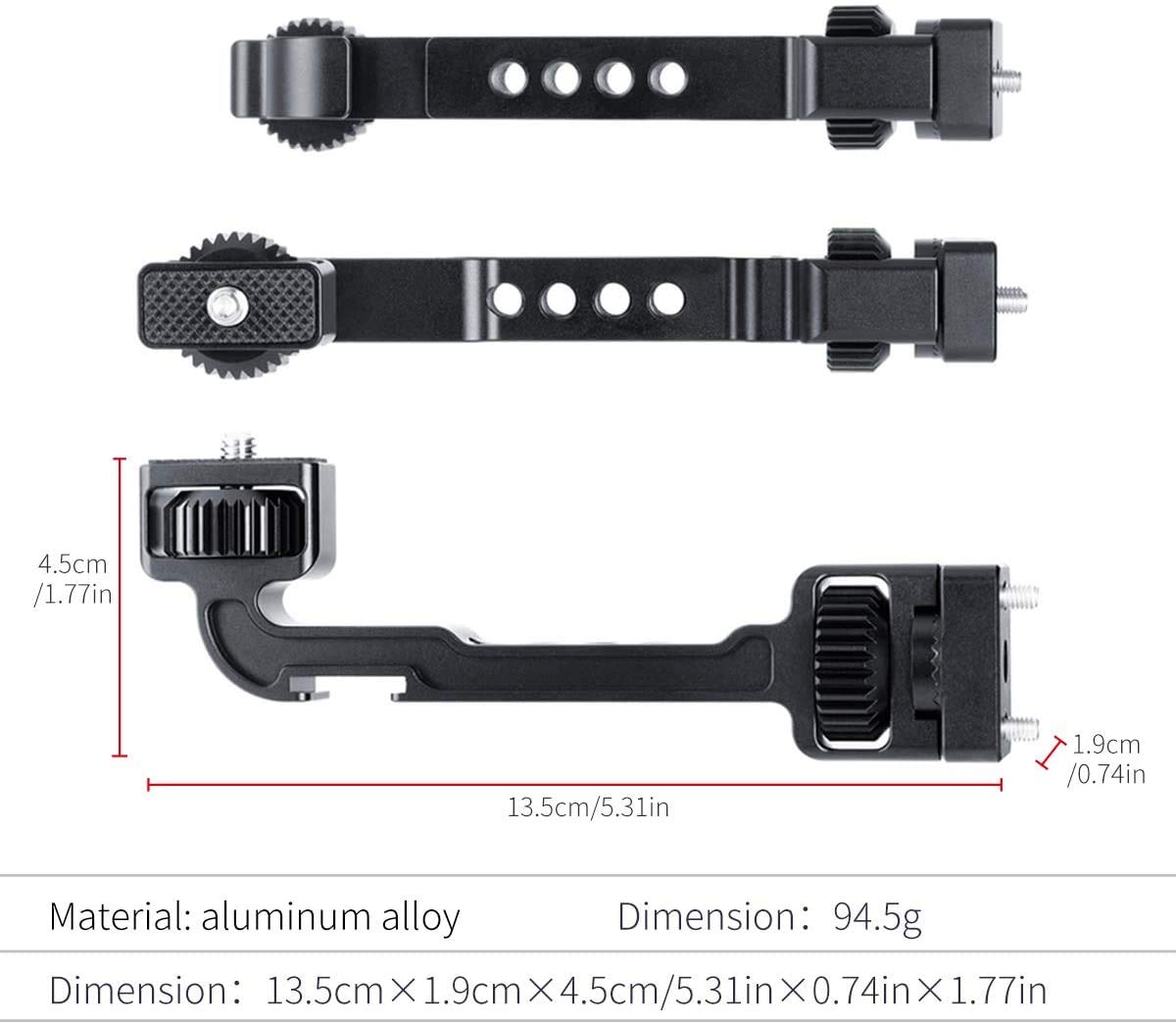 Ronin S/Ronin SC Monitor Mount, DH11 Rotatable Magic Arm with 1/4 Thread Cold Shoe Mount for Mic Light Stand for DJI Ronin S/SC Gimbals Stabilizer