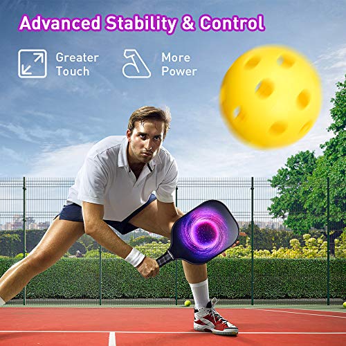 niupipo Pickleball Paddle, USAPA Approved Pickleball Paddle with Fiberglass Surface, Protective Cover, Ultra Cushion, Polypropylene Honeycomb Core, 4.5-Inch Grip, 8.2 Ounces, Purple