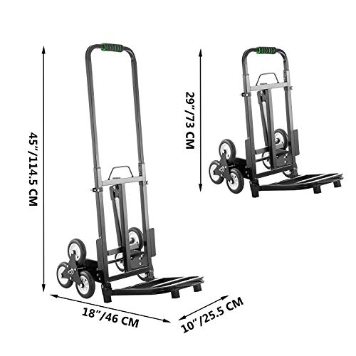 VEVOR Stair Climbing Cart 330lbs Capacity, Portable Folding Trolley with 6 Wheels, Stair Climber Hand Truck with Adjustable Handle for Pulling, All Terrain Heavy Duty Dolly Cart for Stairs