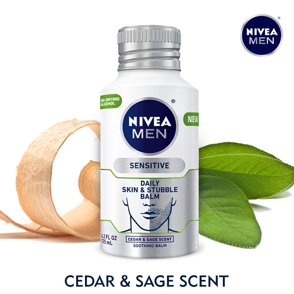 NIVEA Men Sensitive Skin & Stubble Balm - Mens Face Lotion for Before and After Shave – 4.2 Fl. Oz. Bottle