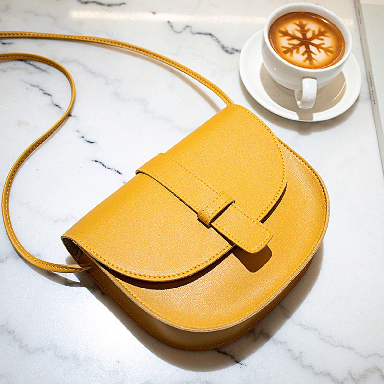 Women Crossbody Bags Fashion Women Artificial Leather Solid Color Shell Bag Phone Bag Shoulder Bag Men Present(Yellow,One Size)