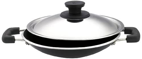 Pigeon Non Stick Appam Pan, 8" Appam Kadai with Stainless Steel Lid, Residue Free Appam Maker for Induction Cooker, Appa Chatty Breakfast Appam Pan Patra, Palappam Maker, Egg Hopper Pan for Omelettes