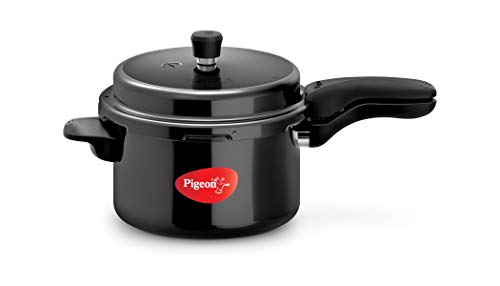 Pigeon Pressure Cooker - 5 Quart - Hard Anodized - Cook delicious food in less time: soups, rice, legumes, and more 5 Liters Black