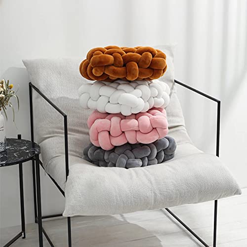 XVTRU Knot Throw Pillows Square Decorative Cushion Velvet Hand Knotted Pillow 13 Inch Sofa Lumbar Pillow for Living Room Bay Window Knot Floor Pillows Home Decorative Plush Cushion
