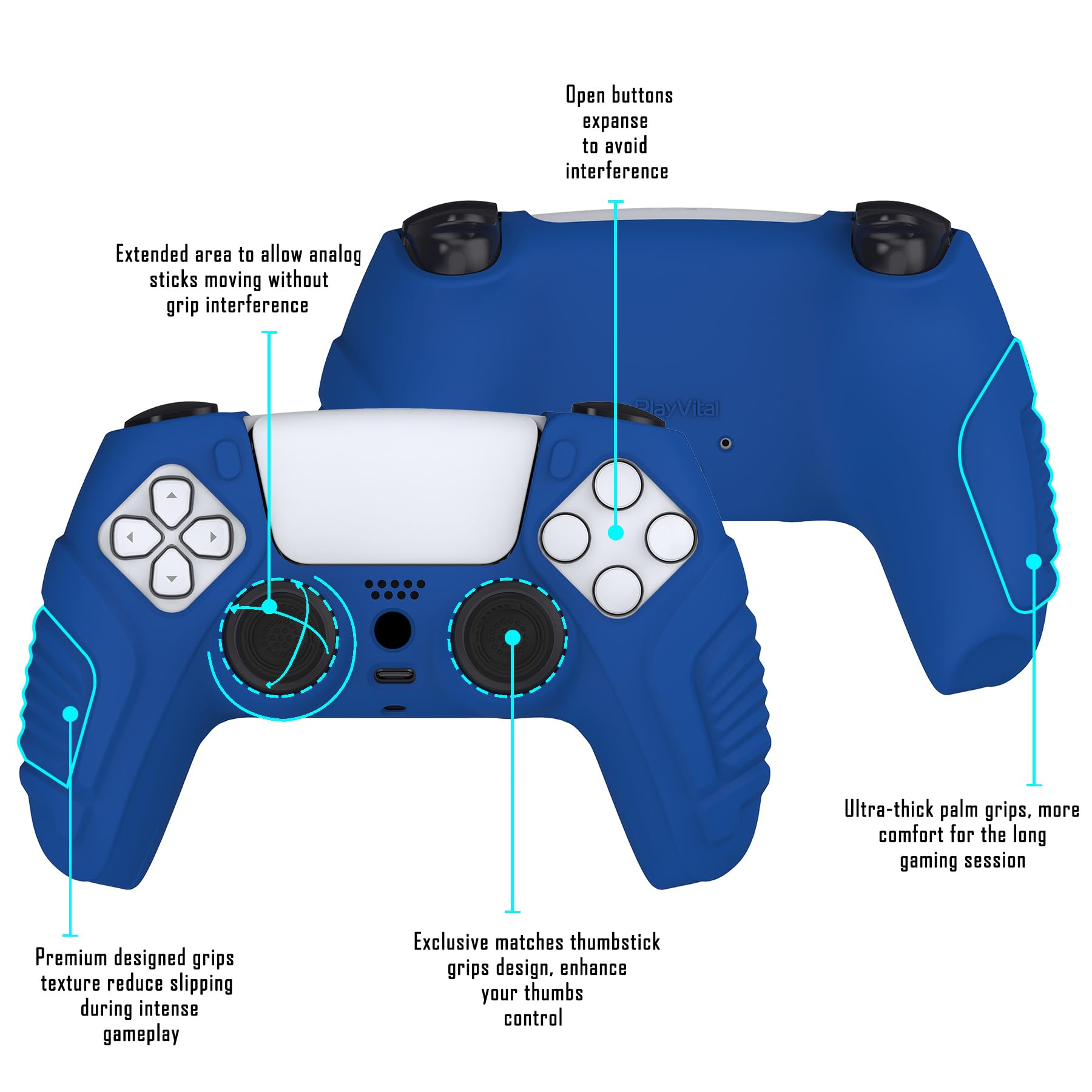 PlayVital Raging Warrior Edition Controller Protective Case Cover for PS5, Anti-Slip Rubber Protector for PS5 Wireless Controller, Soft Silicone Skin for PS5 Controller with Thumbstick Caps - Black