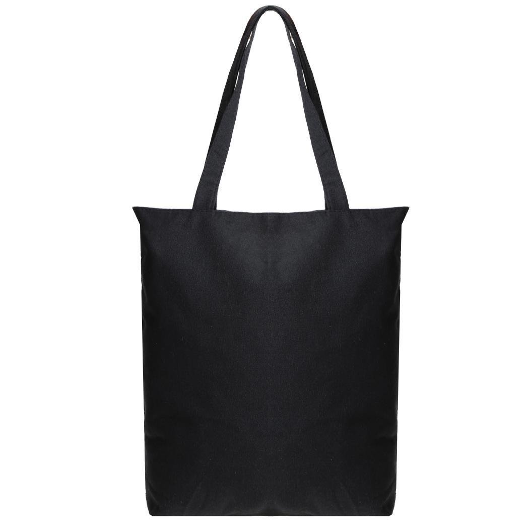 Women Girl Single Shoulder Portable Musical Symbol Canvas Bag (Black)