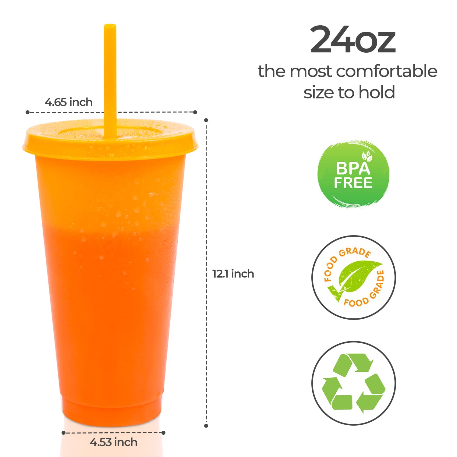 Osprey Store Color Changing Cups Tumblers with Lids and Straws - 5 Reusable Tumblers Plastic Cold Cups for Adults Kids 24 Oz Tumbler