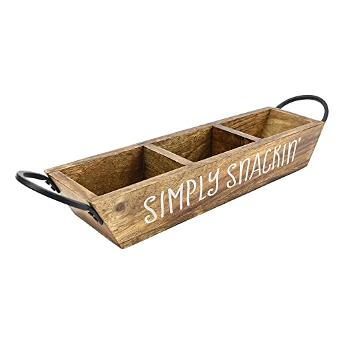 Simply Snackin 3 Section Divided Wood Snack Tray