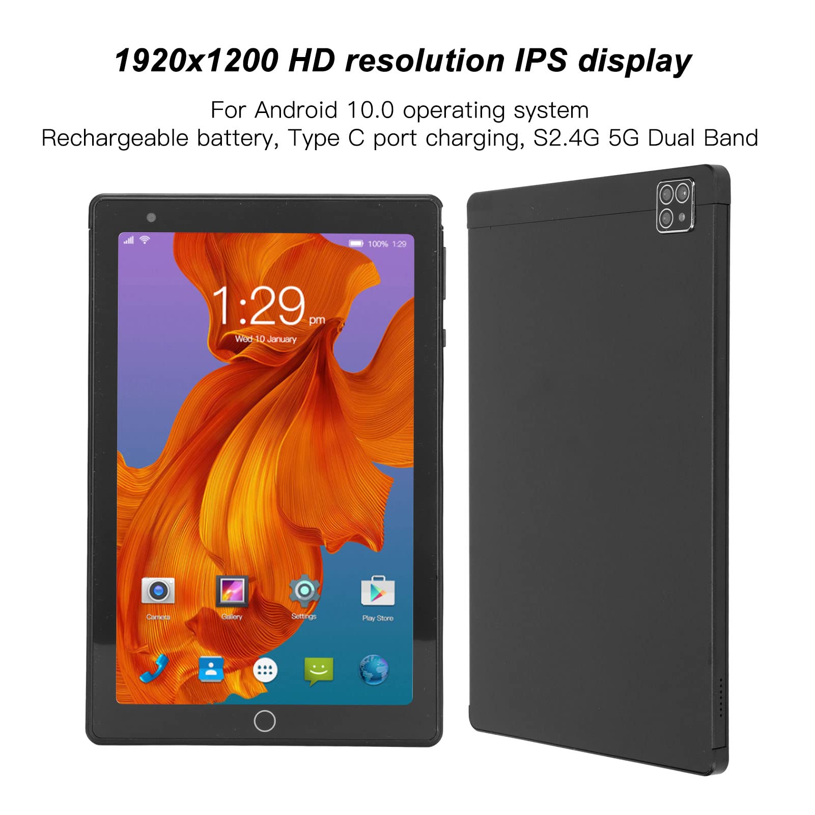 Pomya Tablet 8 Inch for 10, Octa Core Processor, 4GB 64GB Storage, Dual Camera, Sim Card Slot, WiFi, 4.2, GPS, HD Voice Call, 128GB Expand, 1920x1200 IPS