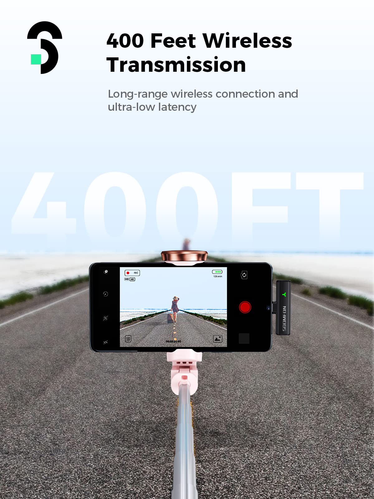 SOOMFON Wireless Lavalier Microphone for Android Phone Professional 2.4GHz Bluetooth Lapel Mic with Charging Case, Mini Clip on Microphone for Recording, YouTube, Vlog, Live Stream, TikTok and More