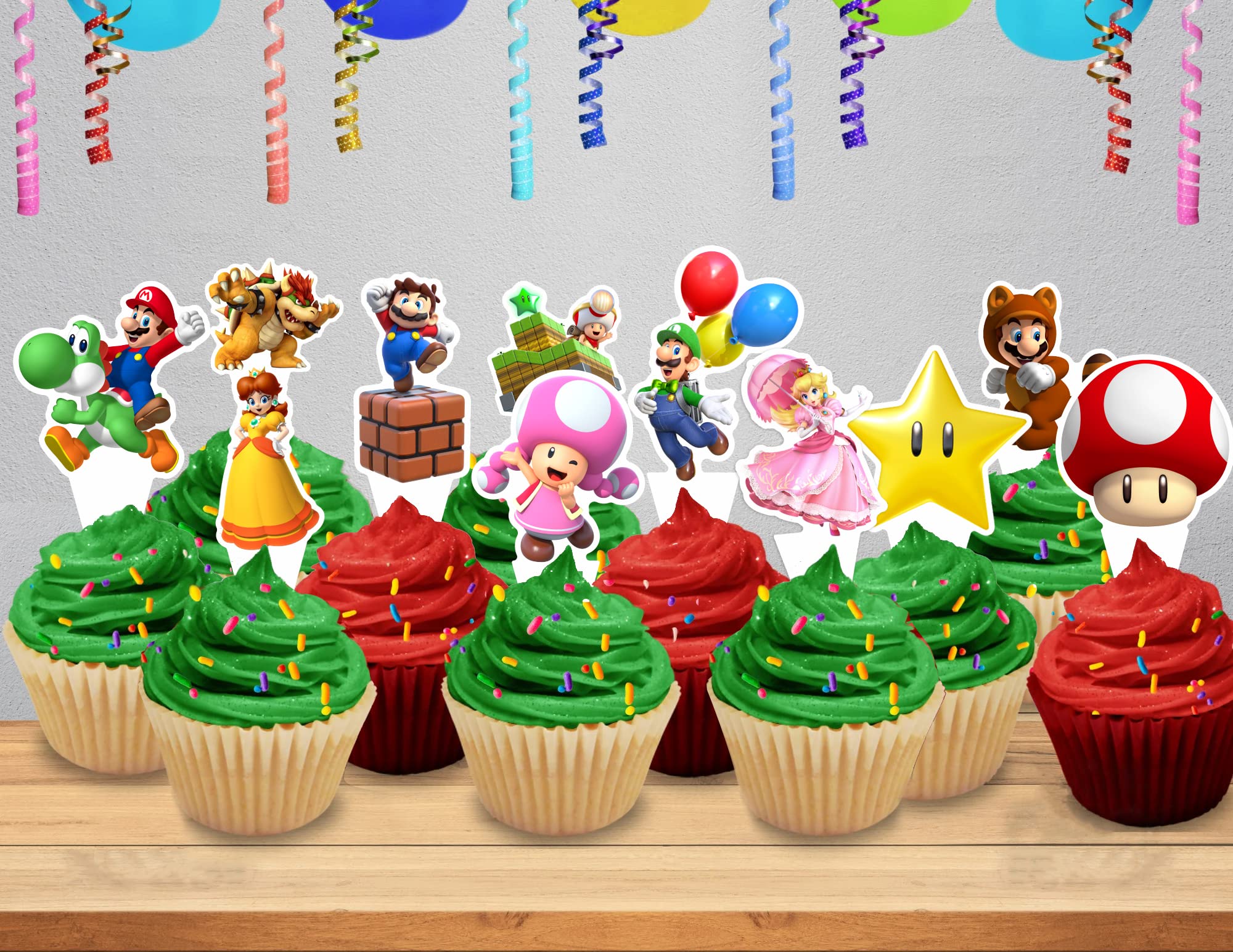 Mario Happy Birthday Cake Topper, Party Supplies Decorations for Mario Party Supplies Decor
