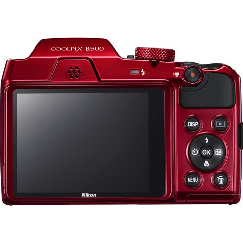 Nikon COOLPIX B500 Digital Point & Shoot Camera (Red) 26508 Bundle with 4X AA Batteries + 2X Sandisk Memory Cards + More