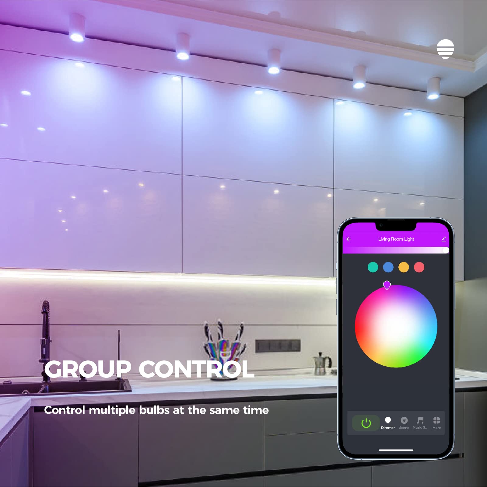 Smart GU10 LED Light Bulb, WiFi Bulb 38° Beam Angle,Track Light Bulb 5W (50W Equivalent), Dimmable RGBCW LED Bulb, 420LM, Compatible with Alexa/Google Assistant, No Hub Required, Pack of 6