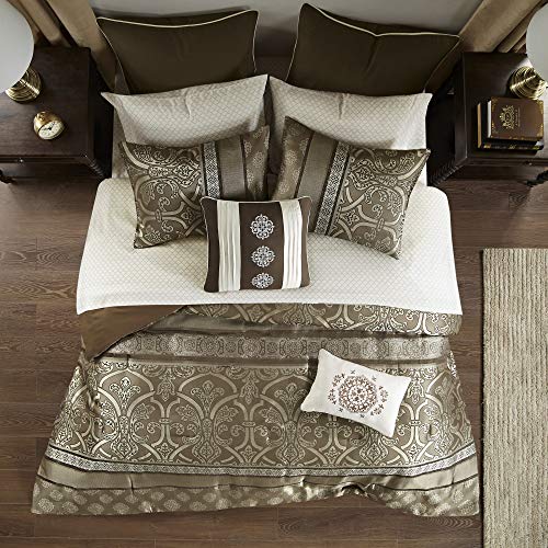 Madison Park Essentials Zara 16 Piece Jacquard Complete Bedding Set with 2 Sheet Sets