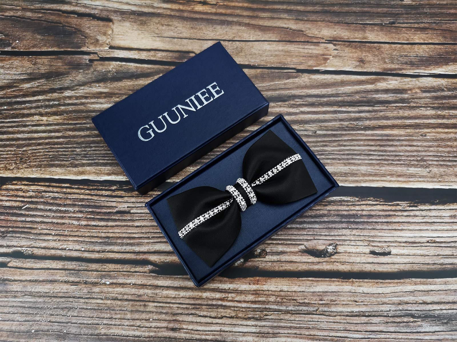Men's 100% Satin Silk Luxury Crystal Rhinestone Shining Pre-tied Solid Bow Ties Bling Bowties