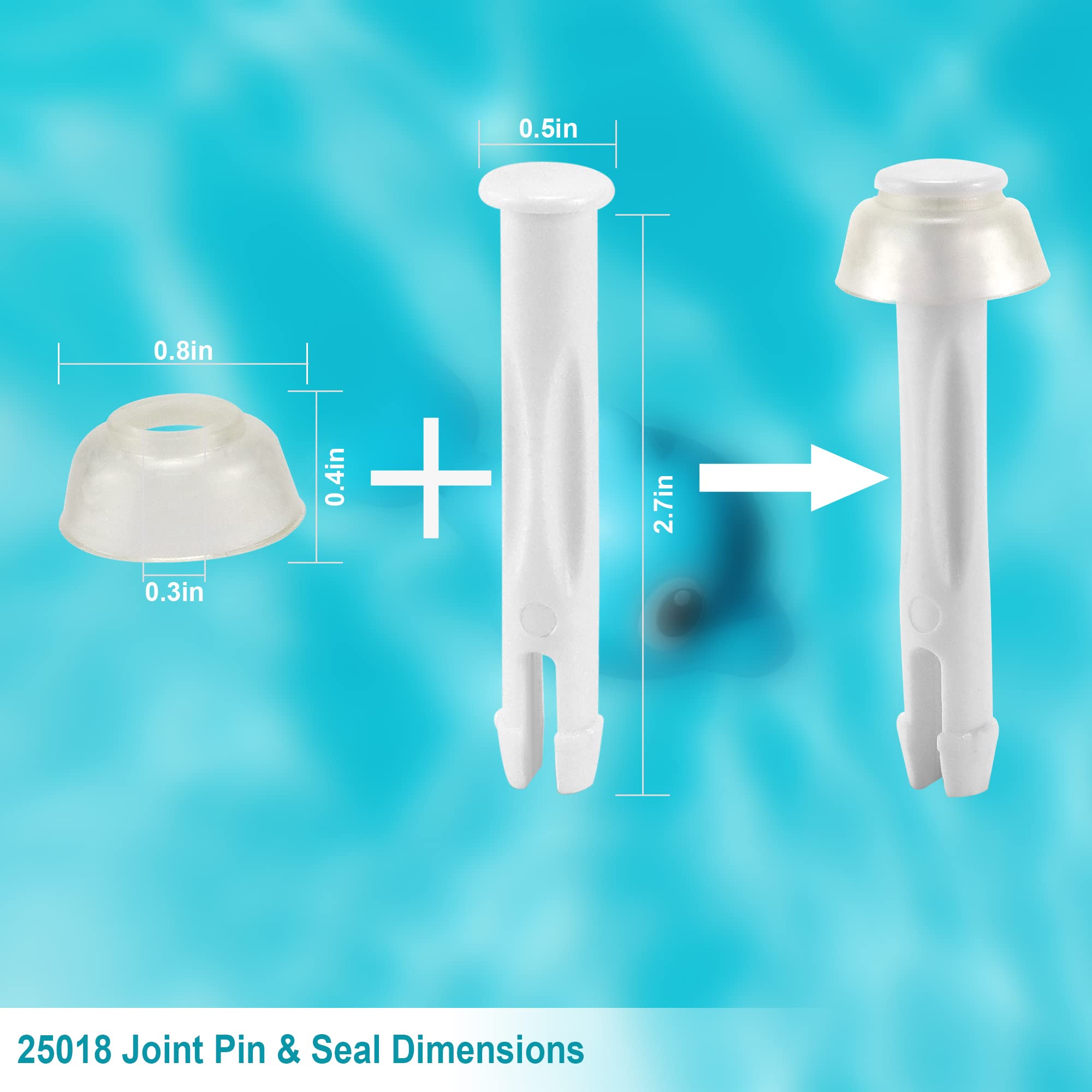Vypart 2.75in 25018 Joint Pin & Seal fit for Intex 13' - 24' Round Metal Frame Pools,Pack of 24