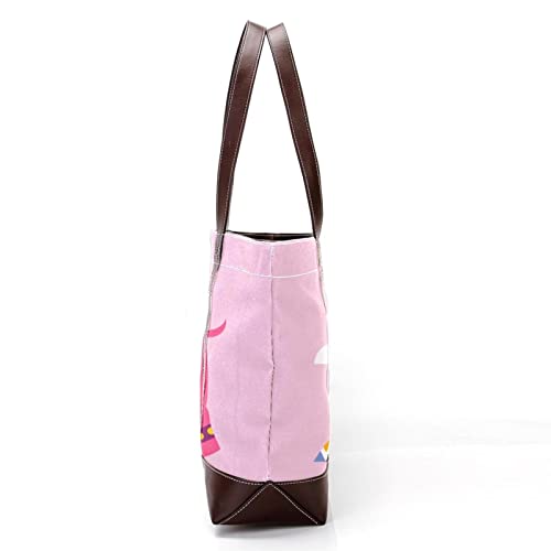 Women's Large Size Canvas Shoulder Bag Hobo Crossbody Handbag Casual Tote, Pink Retro Floral Elephant