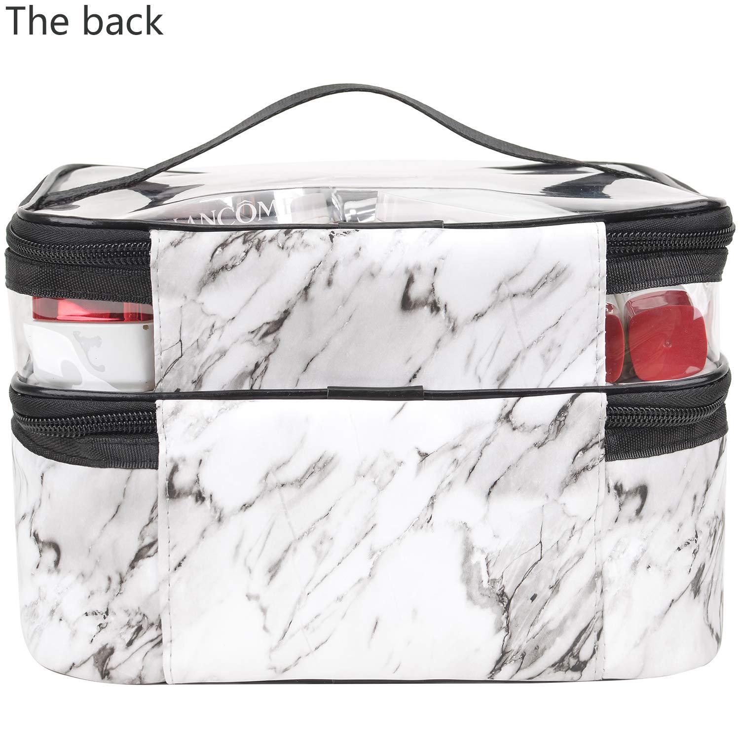 MKPCW Makeup Bag Double layer Travel Cosmetic Case Make up Organizer Toiletry Bag (Pink)