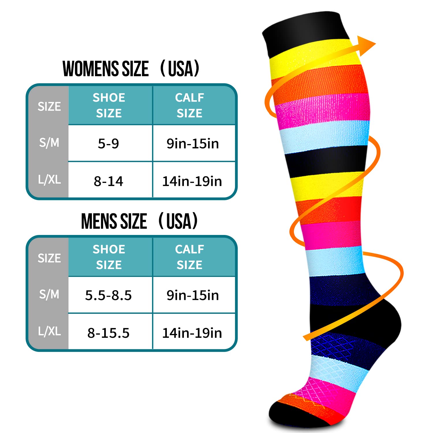 Laite Hebe Compression Socks For Women& Men circulation(8 Pairs),Socks-Best for Running,Sports,Hiking,Flight travel,Pregnancy
