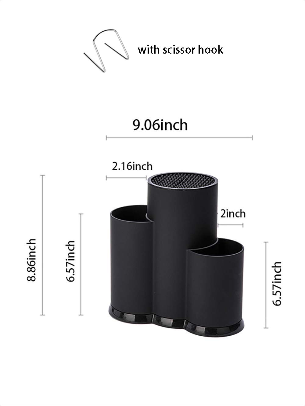 MDZF SWEET HOME 3-in-1 Kitchen Utensil Holder Set with Knife Block without Knives, Large Kitchen Tools Flatware Holder Organized Utensil Drying Cylinder, Black