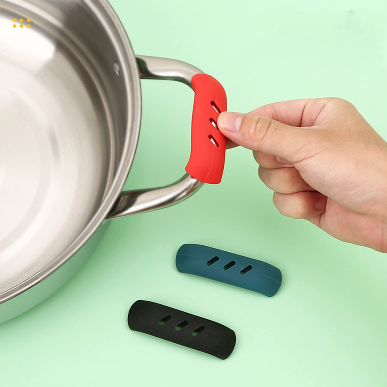 SLKEX 2023 Newst Silicone Anti-Scald Pot Handle Cover, Cast Iron Handle Cover, Pot Handle Covers Heat Resistant, Silicone Handles for Pots (3 Pair Black)