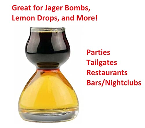QUAFFER Double Bubble Layered PLASTIC Shot Glass Plus Recipe Card – Clear Chaser Shot Glass Jigger for Smooth Tasty Shots – Fun Unique Split Shot Glasses Barware (Set of 4)