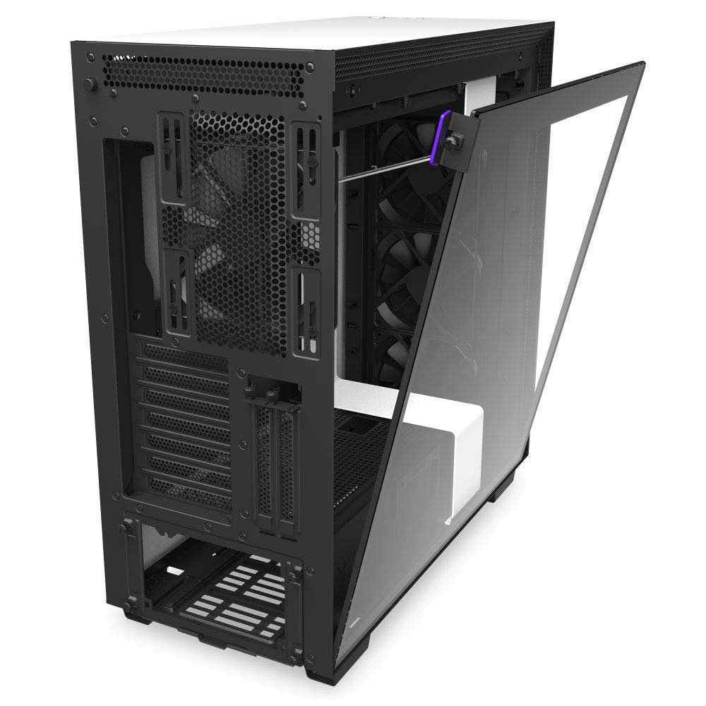 NZXT H710i - CA-H710 i-W1 - ATX Mid Tower PC Gaming Case - Front I/O USB Type-C Port - Quick-Release Tempered Glass Side Panel - Vertical GPU Mount - Integrated RGB Lighting - White/Black