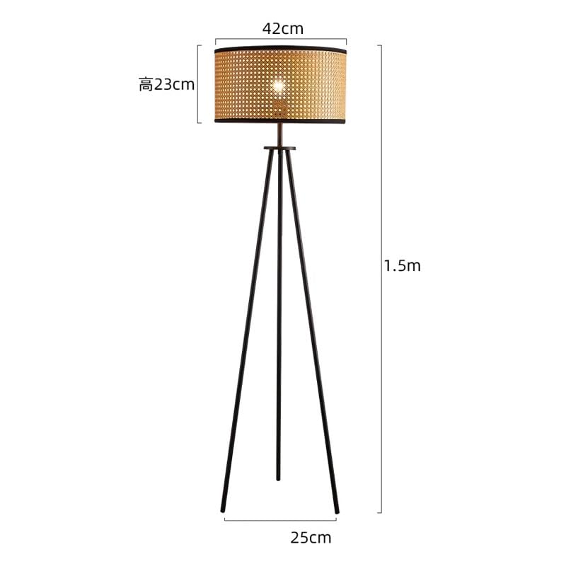 MMLLZEL Simple Floor Lamp Living Room Sofa Study Bedroom Bed Rattan Woven Retro Upright Table Lamp