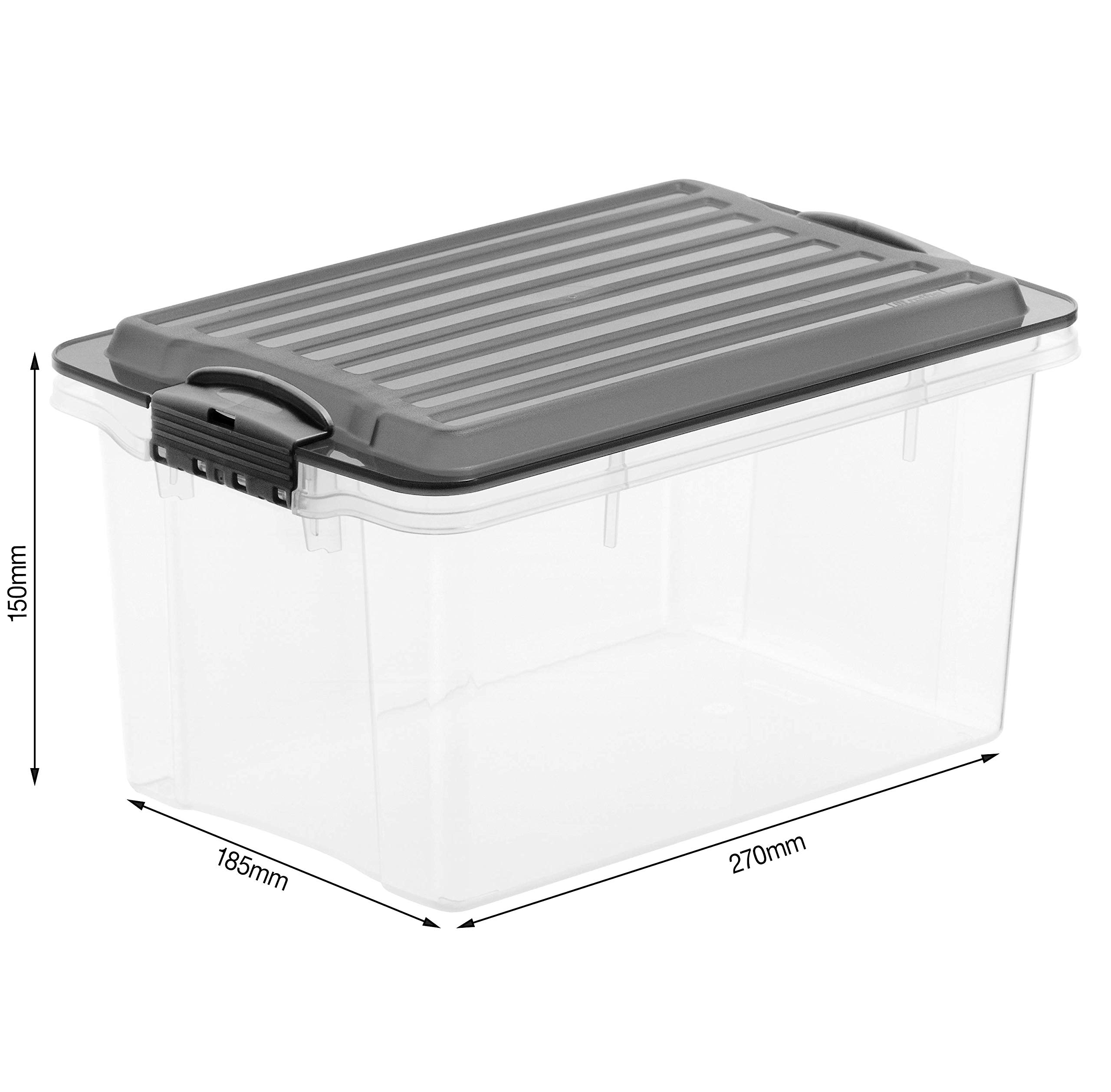 Rotho, Compact, Storage box 4.5 l with lid A5, Plastic (PP) BPA-free, grey/transparent, A5/45l (27,0 x 18,5 x 15,0 cm)