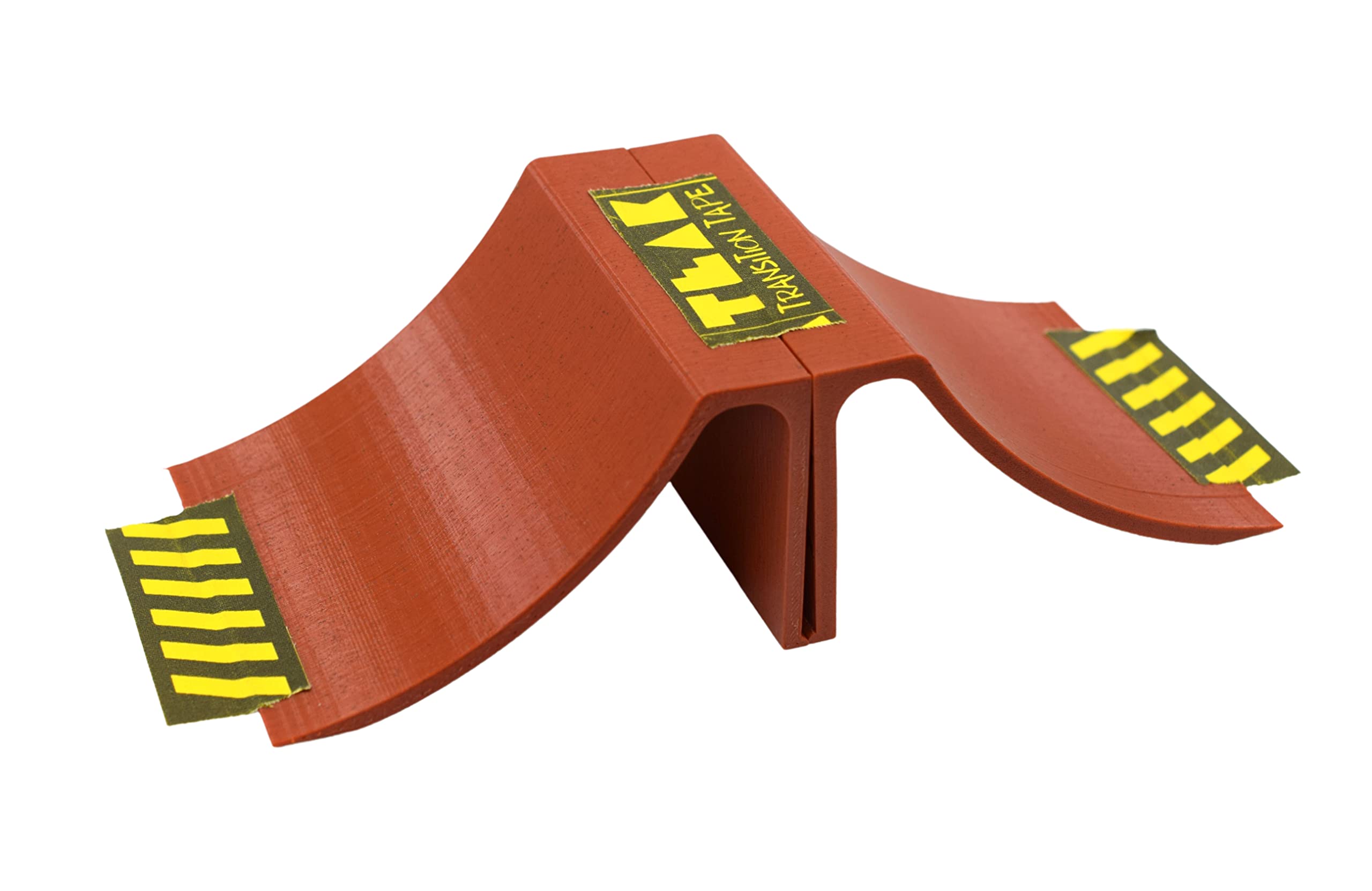 Teak Tuning Fingerboard Half Pipe Spot DIY Kit, 2 Quarter Pipes + Teak Transition Tape Roll - 4 x 4 x 2.25 - Lava Flow Colorway - 1:8 Scale