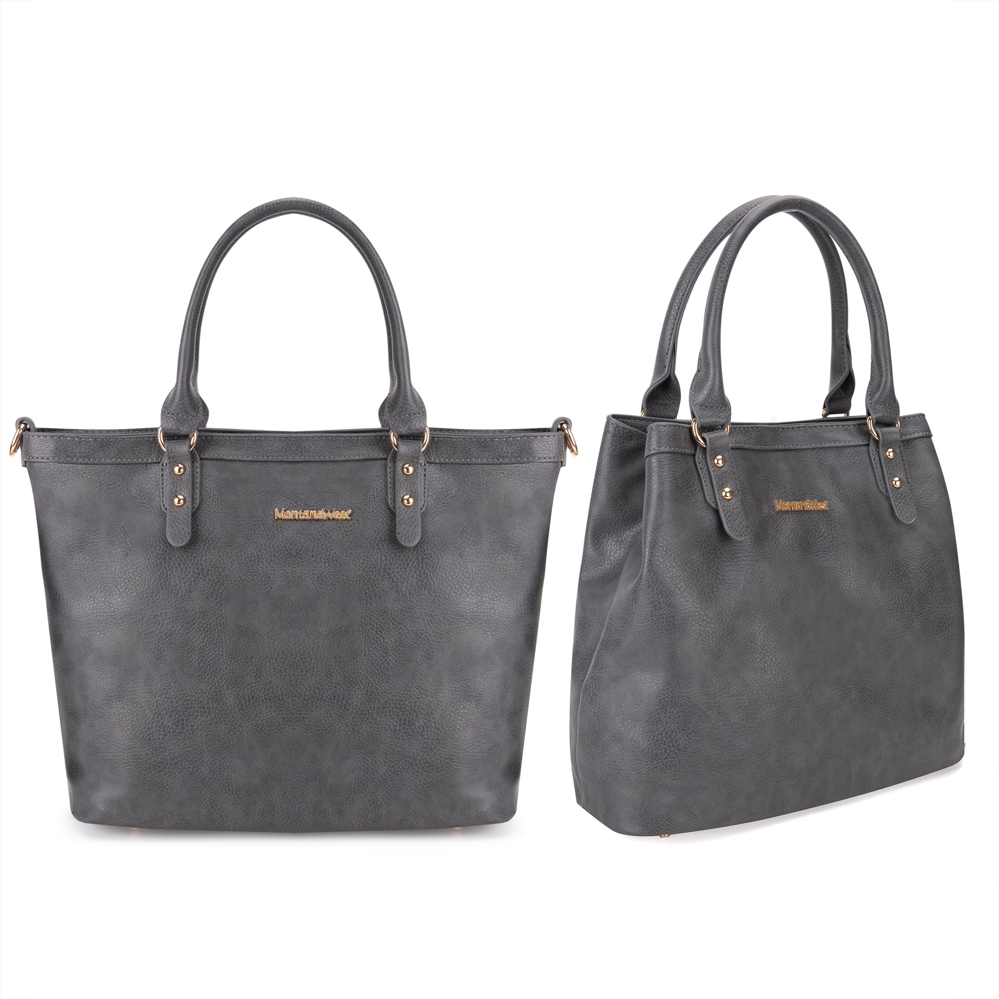 Montana West Tote Bag for Women Zipper Large Tote Purse Adjustable Strap Work Top Satchel Handbag Shoulder Hobo(Grey)