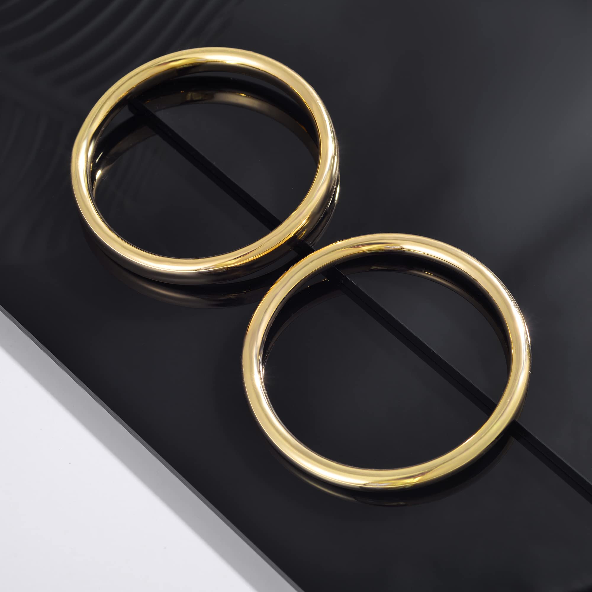 Women's Bangle Gold Cuff Bracelet Set, Stackable Dainty Simple 14K Gold Circle Chunky Bracelets Wrist Cuff Wrap Bracelet Minimalist Polished Finish Cuff Circle Bangle for Women