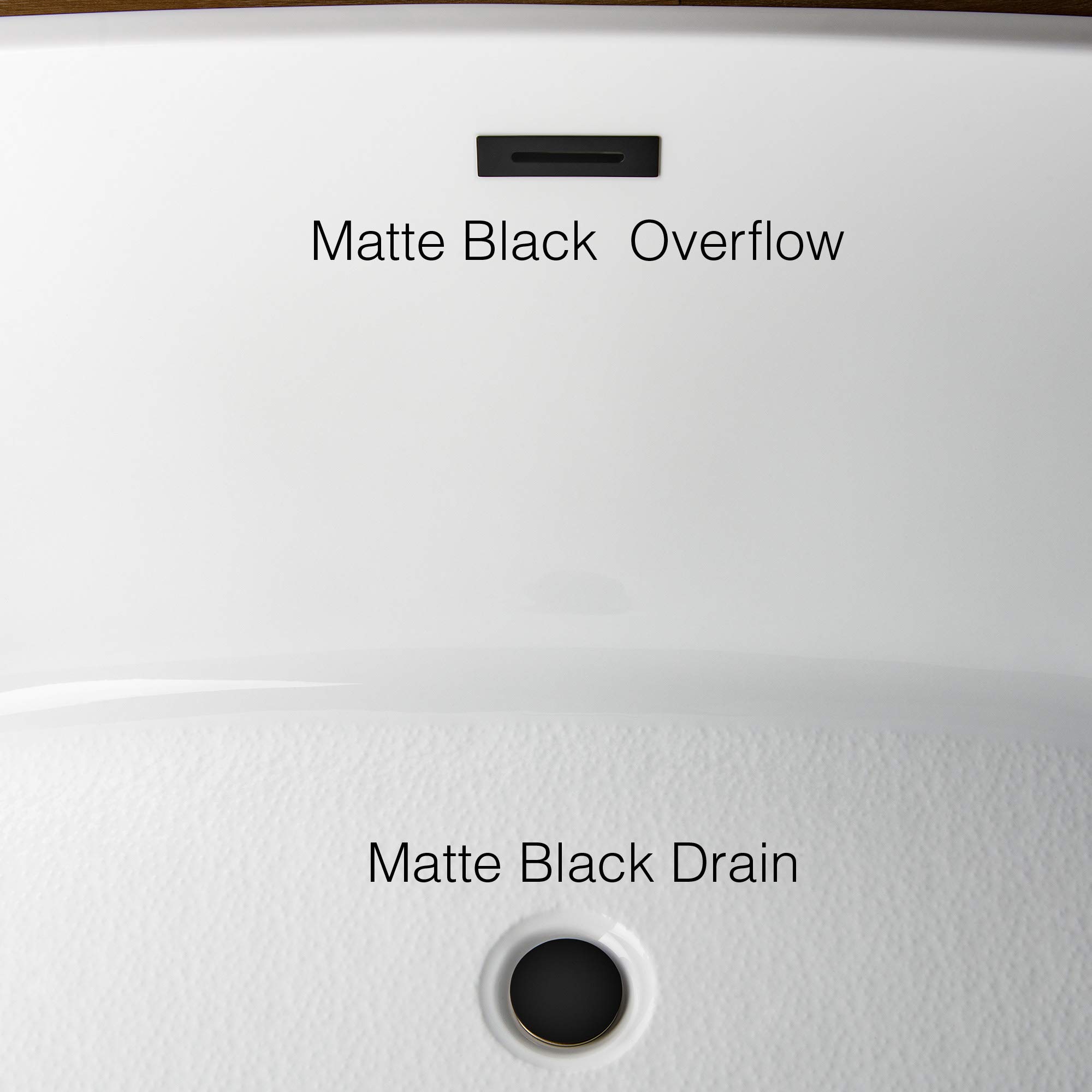 WOODBRIDGE 67" Acrylic Freestanding Bathtub Contemporary Soaking White Tub with Matte Black Overflow and Drain,B0013-MB