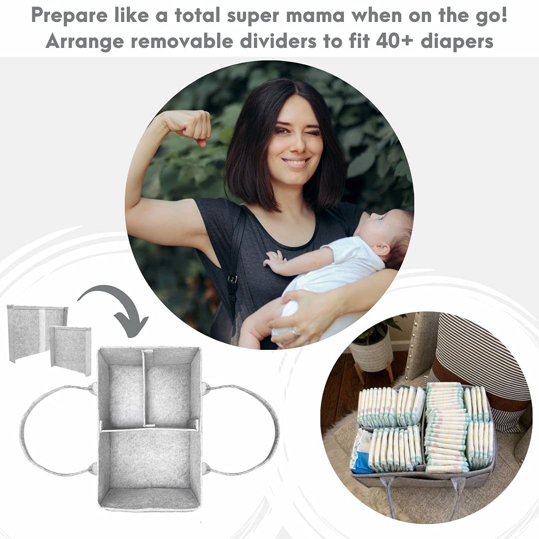 MOM CODE Diaper Caddy Organizer - Parenting Made Easy - Large Portable Diaper Organizer to Store All Baby’s Nursery Essentials To Go - Baby Diaper Caddy Organizer Bag With Zipper Pocket