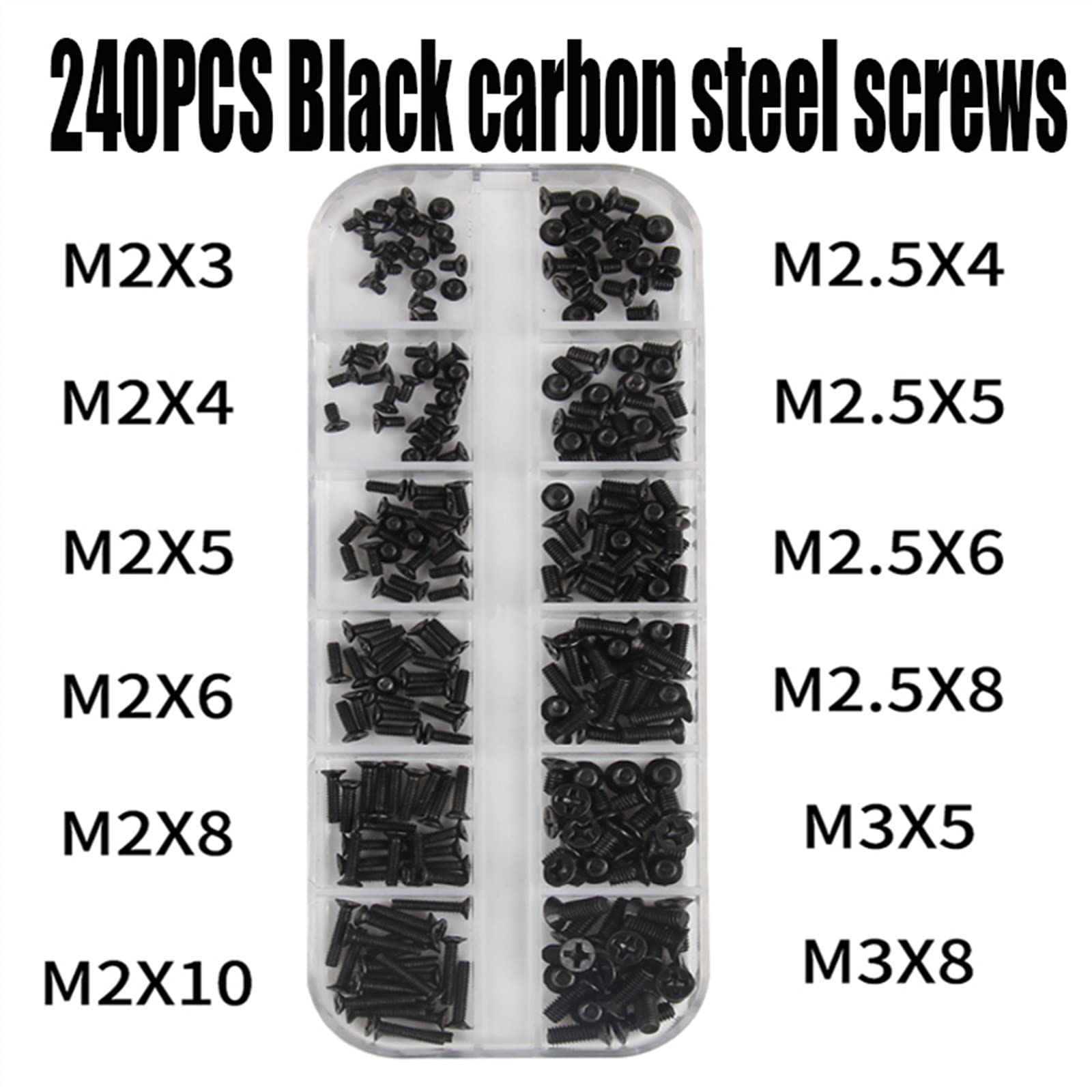XADITON 240pcs/set M2 M2.5 M3 Repair Screws Kit for Laptop Micro Computer Case Assemble Mini Digital Mechanical Repair Screw with Box