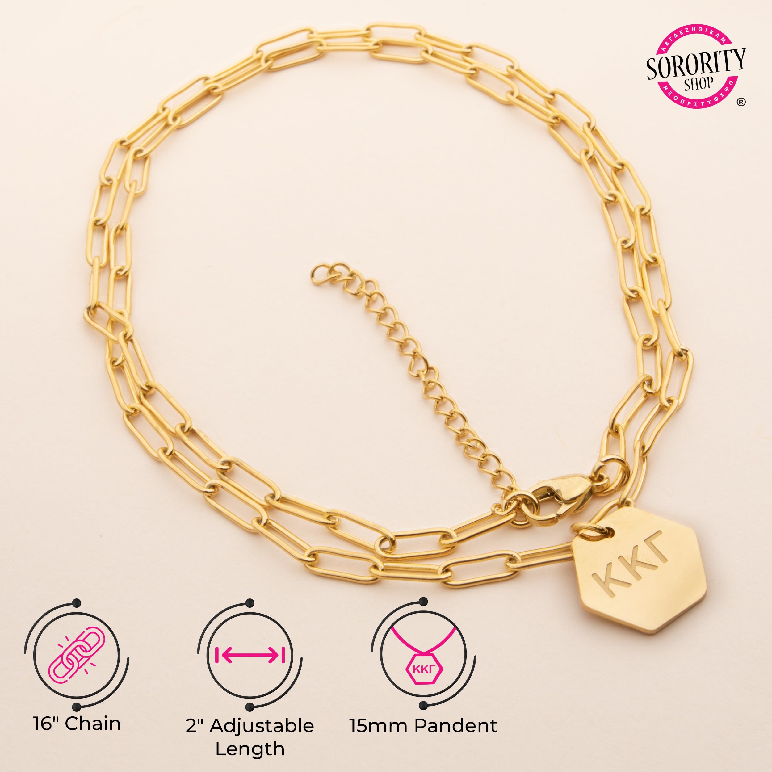 Sorority Shop Phi Sigma Sigma Paperclip Necklace β PSS 18K Gold Plated Sorority Gifts Necklace, Long-Lasting Phi Sigma Sigma Gifts for Women