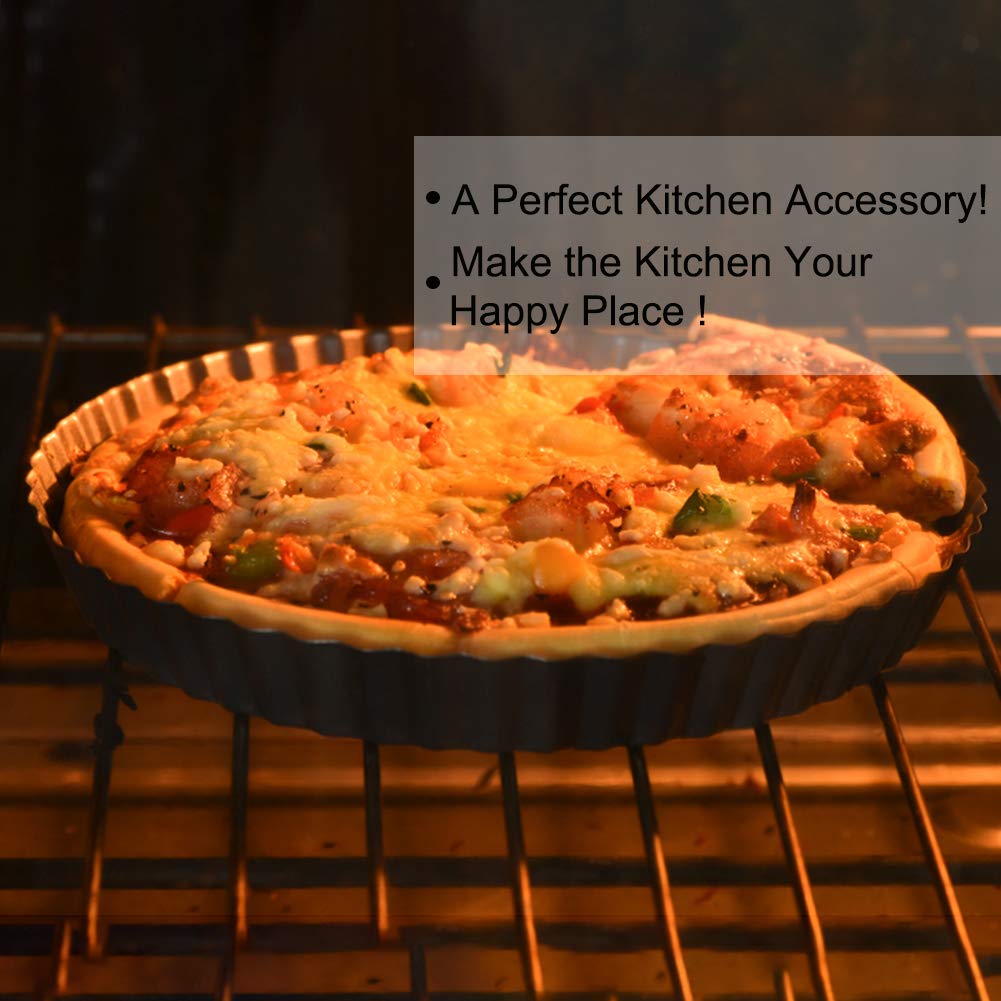 Quiche Tart Pan - 8Inch Non-stick Removable Loose Bottom Quiche Pan, Fluted Round Tart Pie Pan, Carbon Steel