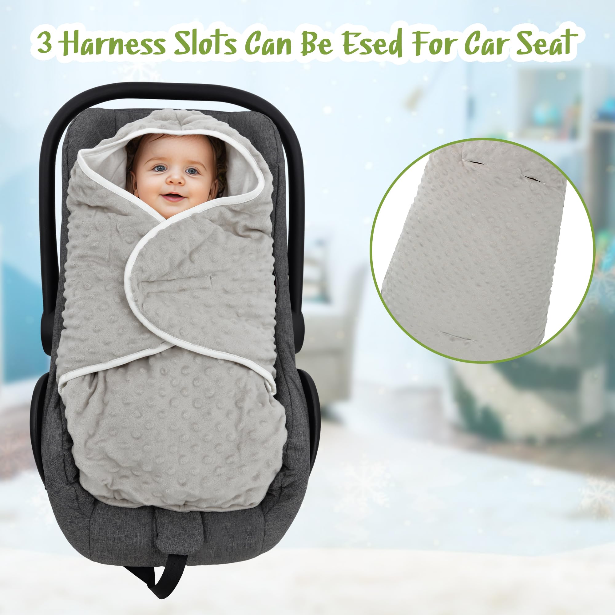 Miracle Baby Car Seat Blankets Winter Unisex Newborn Swaddle Wrap Warm Swaddle Blanket for Boys Girls 0-3 Months (Zebra)