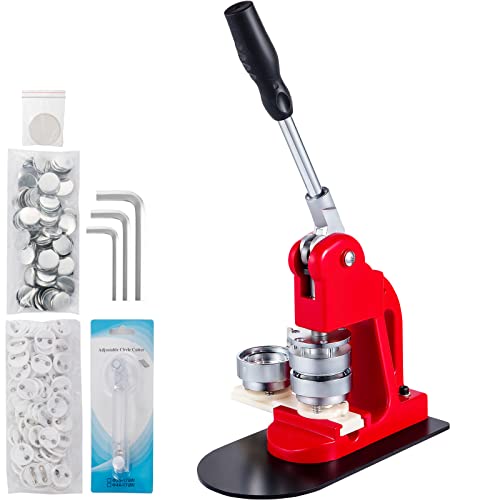 Mophorn Button Maker Machine 58mm Button Maker Machine 2.28 inch Badge Maker Machine with Free 1000 Pcs Button Parts and Circle Cutter(1000pcs 58mm 2.28 inch) , RED