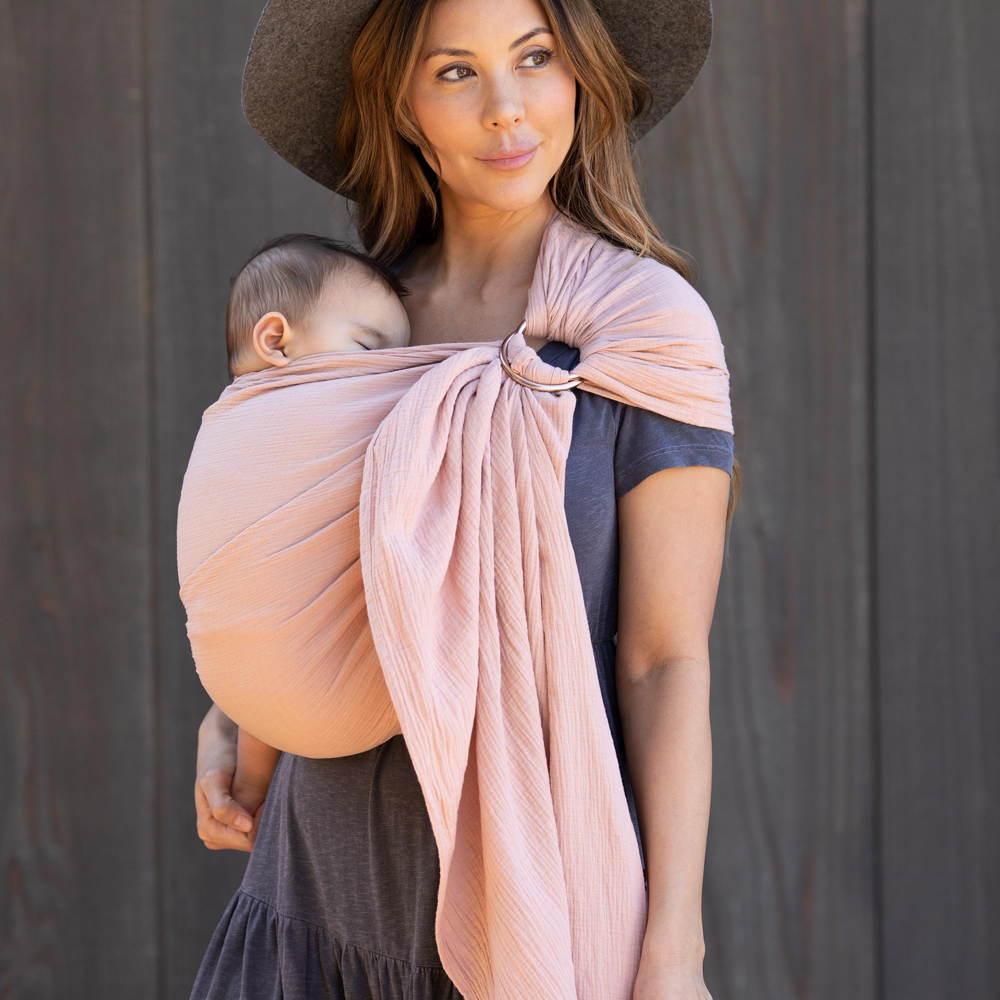 Moby Ring Sling Wrap Carrier | Hands-Free, Versatile Support Wrap for Mothers, Fathers, and Caregivers | Breathable, Baby Wrap Carrier for Newborns, Infants & Toddlers | Supports 8-30 lbs | Rose