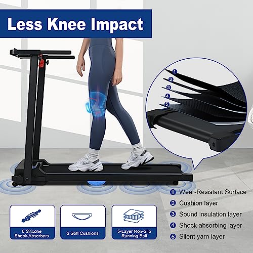 Merax Folding Treadmills for Home Electric Treadmill Workout Running Machine Exercise Equipment 2.5HP, Double Shock Absorption Walking Treadmill 12 Preset Programs Expertly Engineered Walking Pad