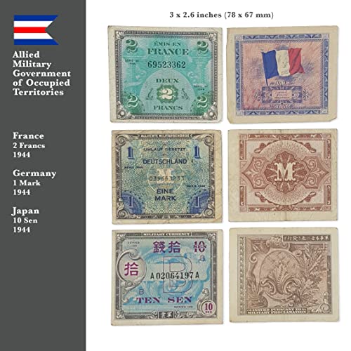 WWII German Third Reich Collection - 100 Reichsmark Note + 10 Reichspfennig Coin + 2 Stamps from Bohemia. Certificate of Authenticity Included