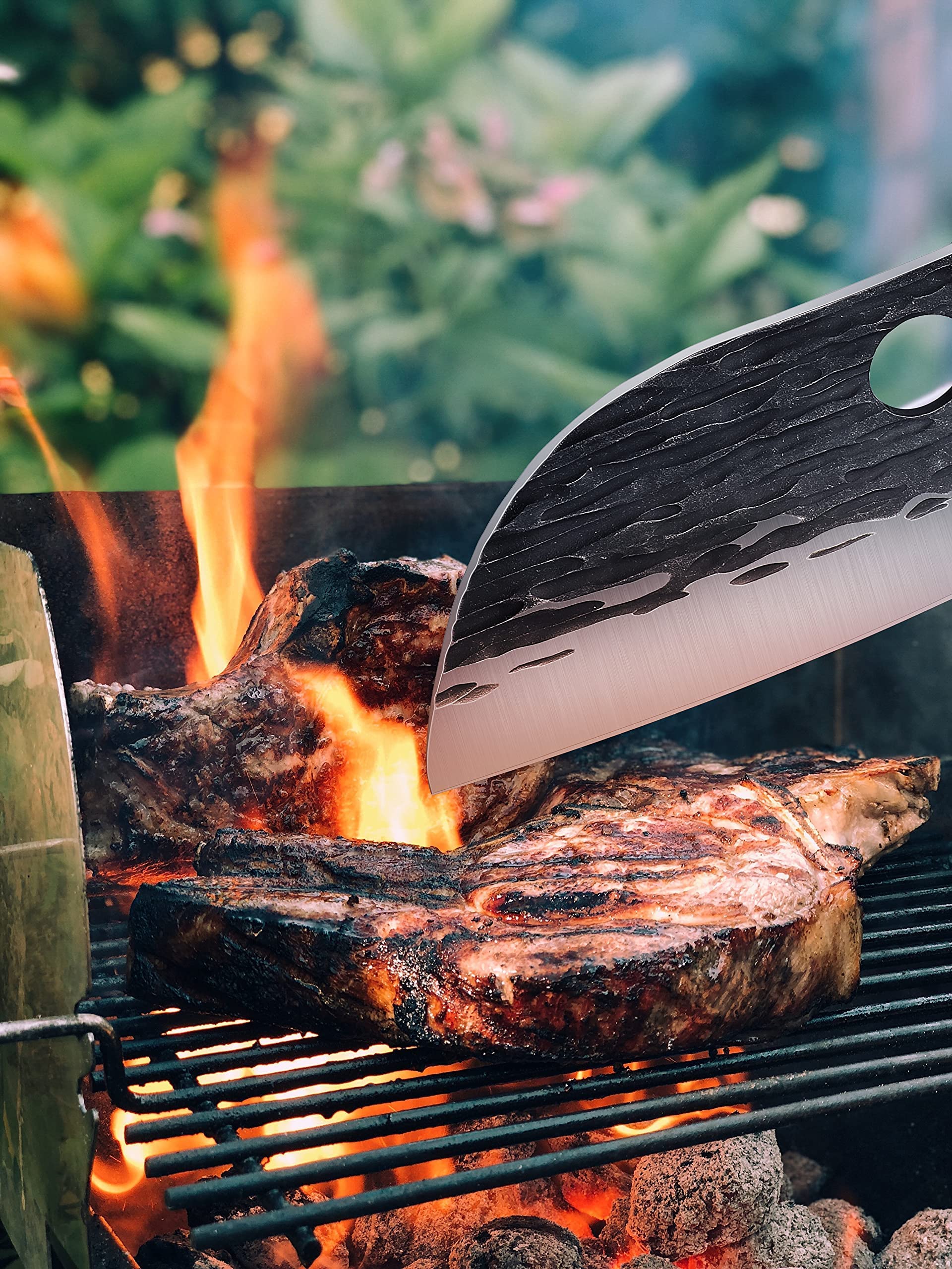 ROCOCO Serbian Chef Knife 6.5" Butcher Knife Japanese Full Tang Boning Chopping Viking Cleaver with Sheath for Kitchen Outdoor BBQ Camping Thanksgiving Christmas Gift Gift Men