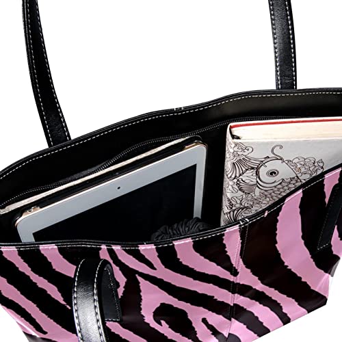 Women's Large Size Canvas Shoulder Bag Hobo Crossbody Handbag Casual Tote, zebra stripe pink