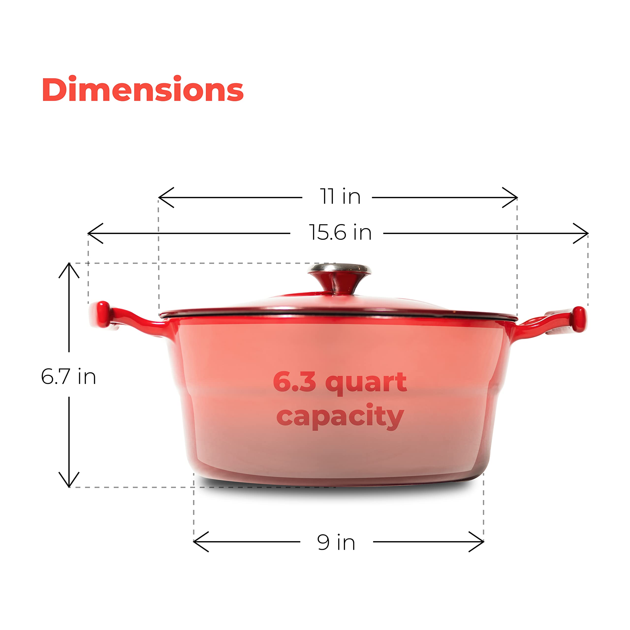 Skyriper 6 Quart Dutch Oven Pot with Lid Non-Stick Enameled Cast Iron Dutch Oven for Bread Baking, Roasting & Braising, Deep Round Heavy-duty Casserole Dish, Compatible with all Cooktops & Ovens, Red