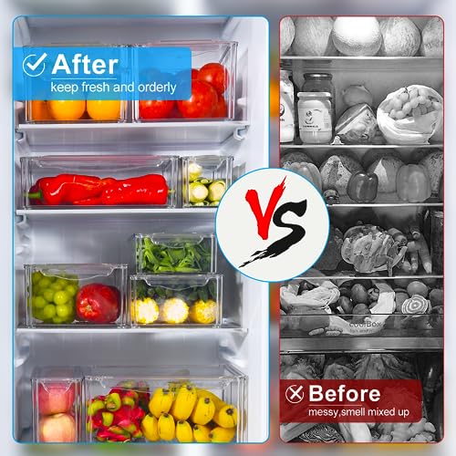 Pure Future 7 Pack Refrigerator Organizer Bins Stackable with Lids, Fridge Organizers and Storage Clear, BPA Free Kitchen and Pantry Organization, Food Storage Containers for Fruits & Vegetables1