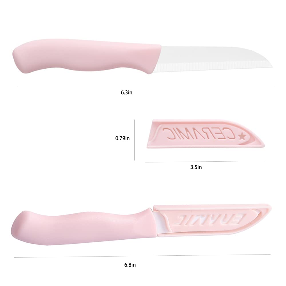 WWZJ 6 Pack Ceramic Paring Knife with Knife Cover, Lightweight Ceramic Knives, Fruit and Vegetable Small Knife (Ceramic, Mix)