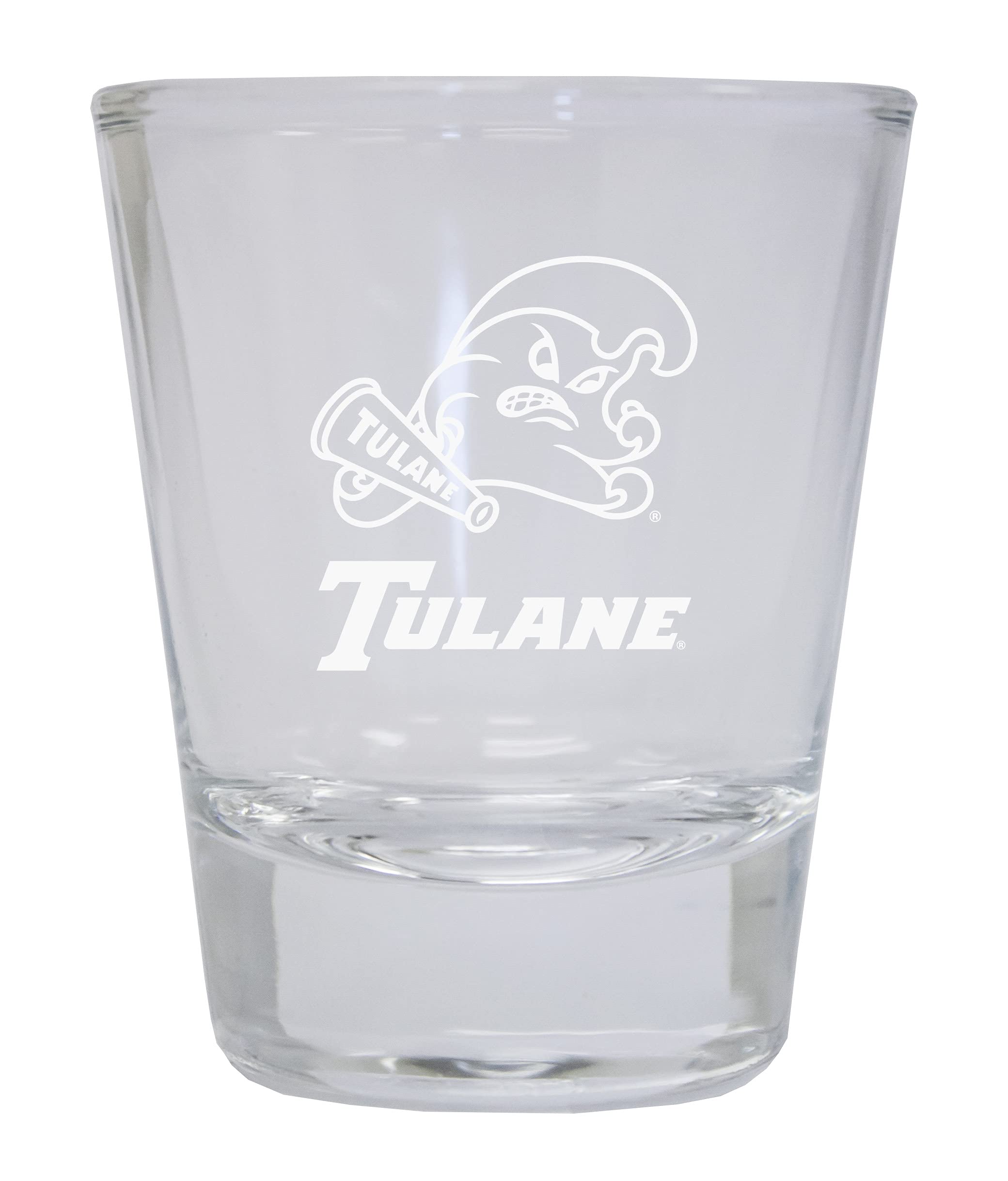R and R Imports Tulane University Green Wave Etched Round Shot Glass 4-Pack Officially Licensed Collegiate Product