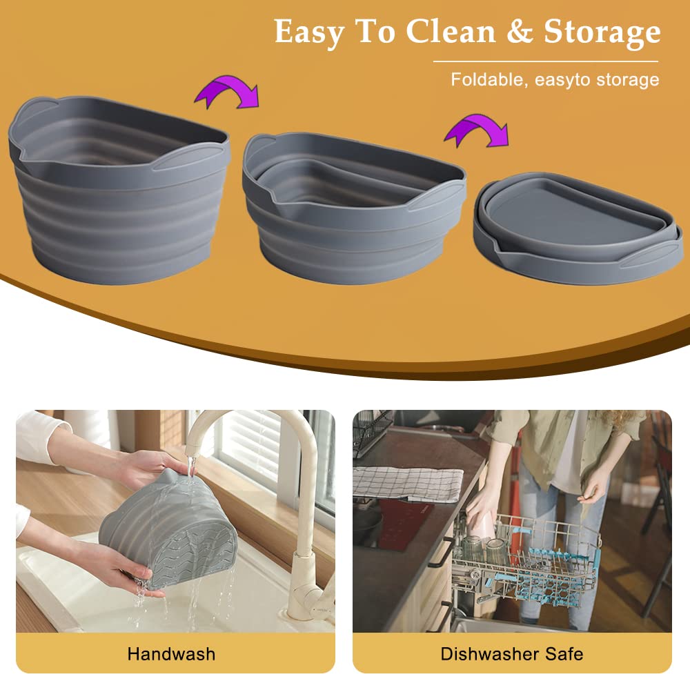 OFUN Slow Cooker Divider Liner fit 6-8 QT, Silicone Crock Pot Liners Reusable Pot Divider Insert Cooking Accessories - Dishwasher Safe, Leakproof, BPA Free (Grey+Beige)