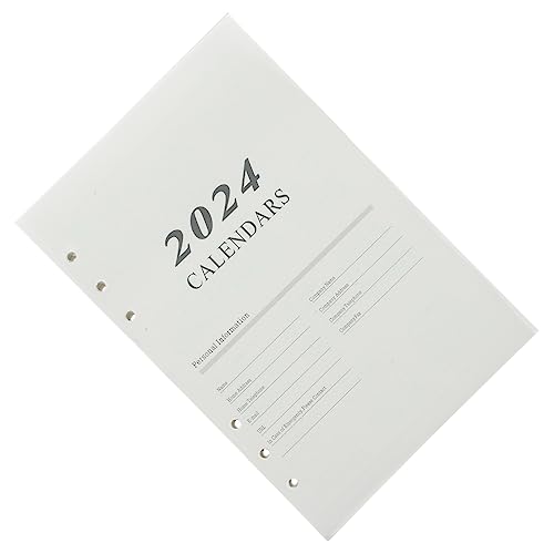 NUOBESTY 2pcs 2024 English Agenda Book inside Page A5 Pocket Notebook Pocket Notepad Daily Planner 2023-2024 Daily Planner 2024 Blank Notebook White Accessories Office Portable Paper